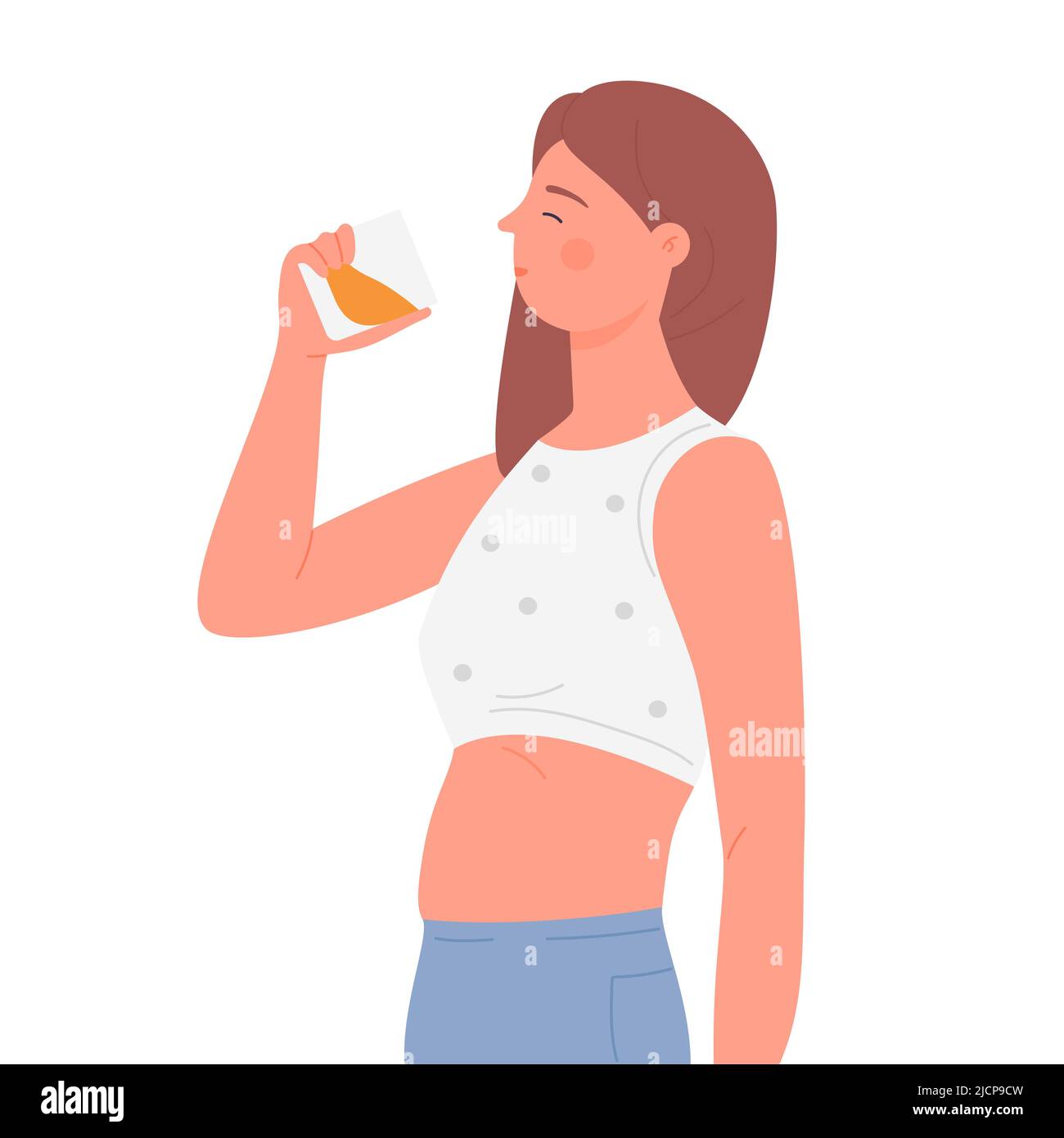 Young lady drinking whiskey with ice. Cocktail drink consuming, alcohol ...