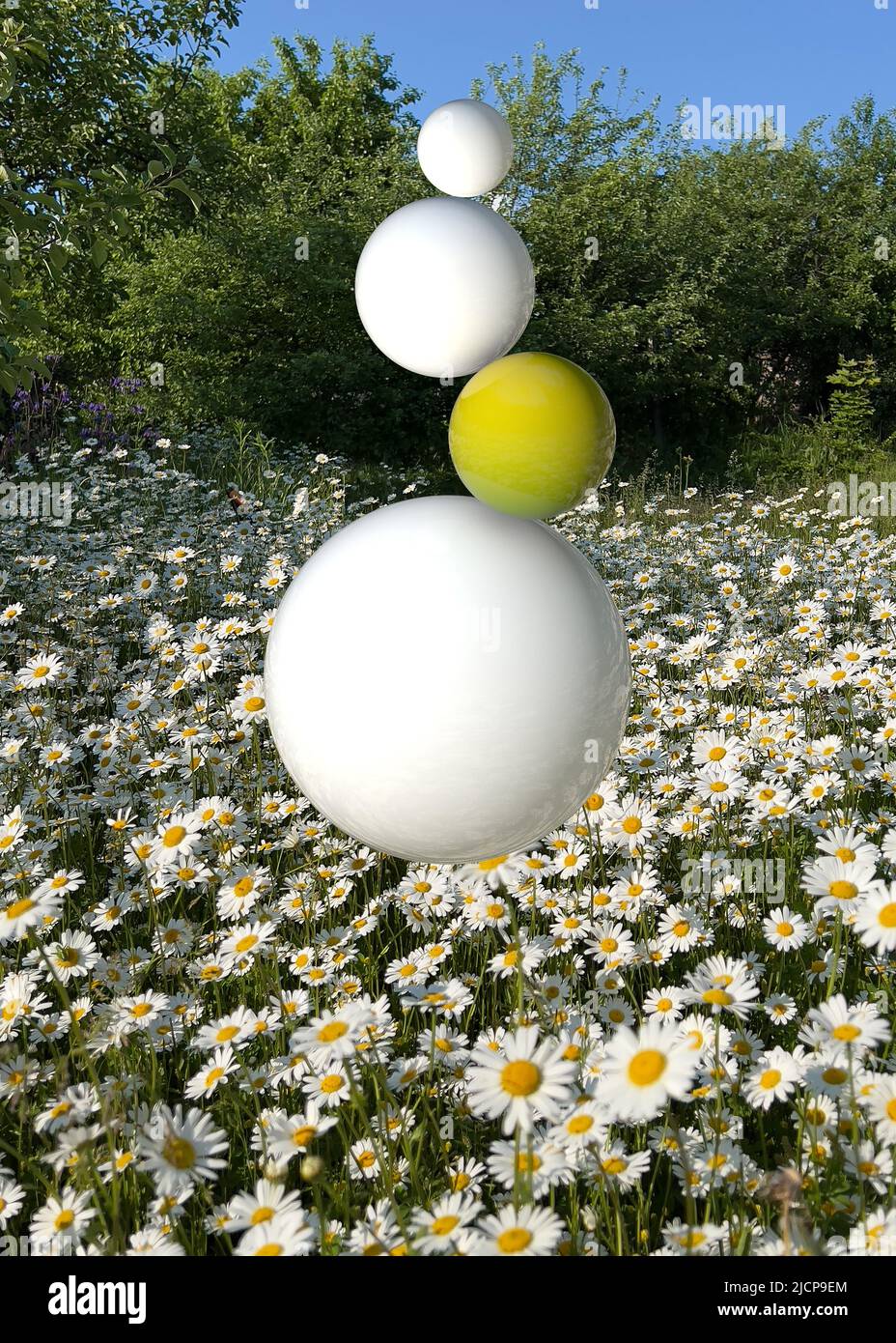 Abstract background with figures and flowers. 3d render, 3d ...