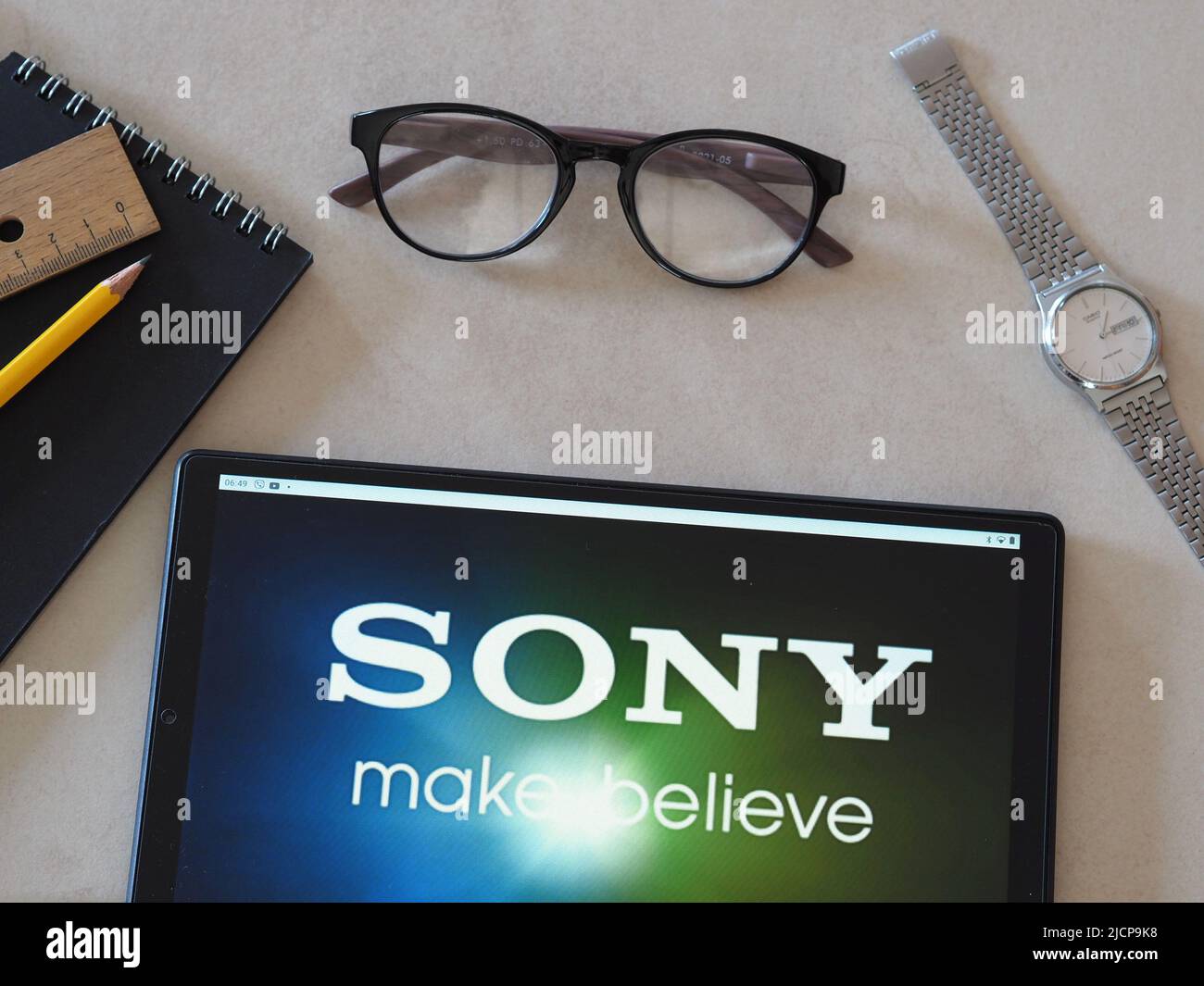 In this photo illustration Sony Group Corporation logo seen displayed ...