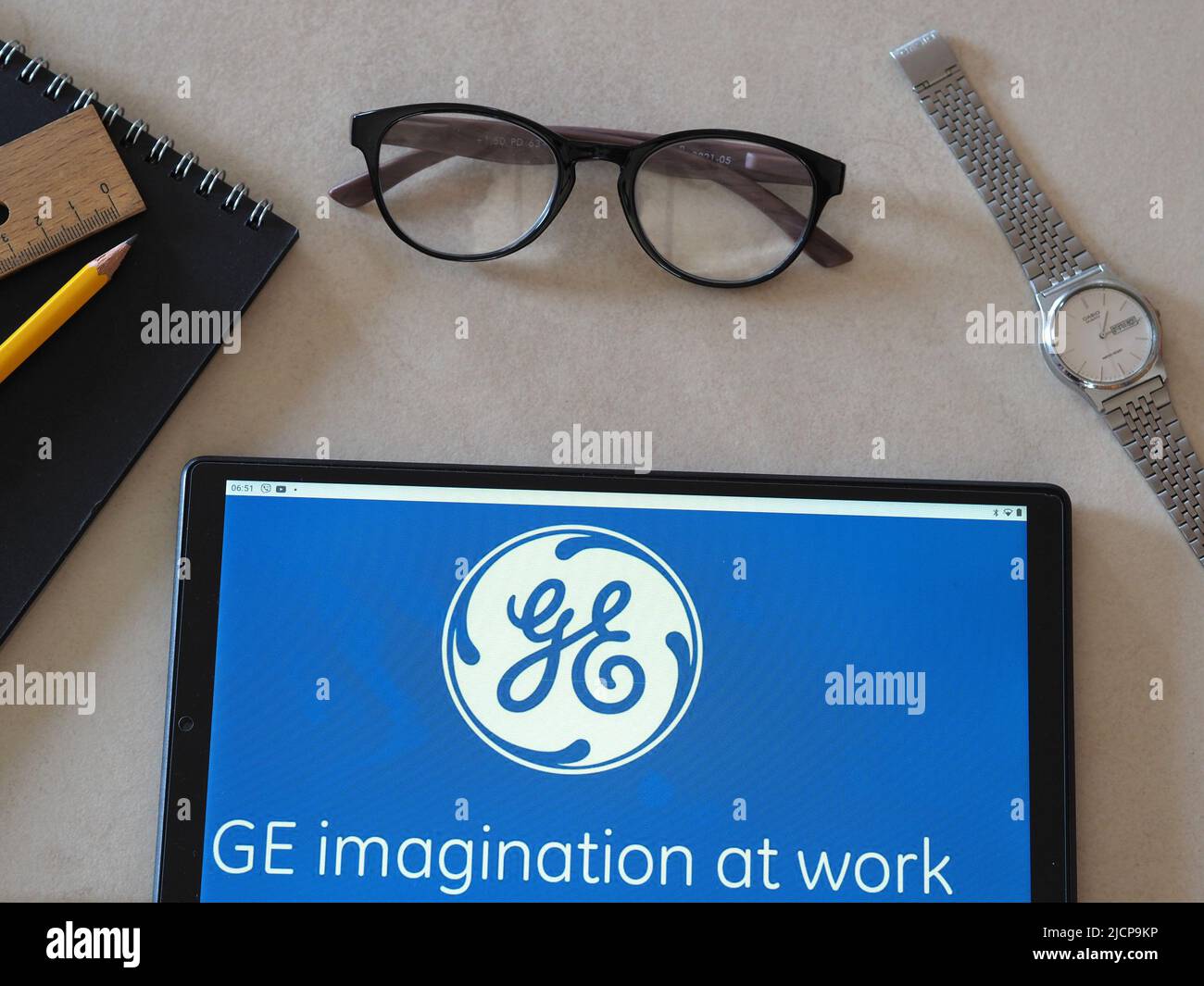 In this photo illustration General Electric (GE, General Electric ...