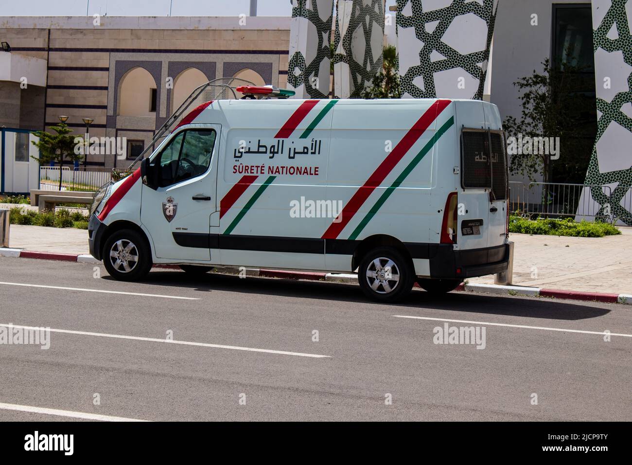 Fez, Morocco - June 14, 2022 Police car patrolling in the streets of ...