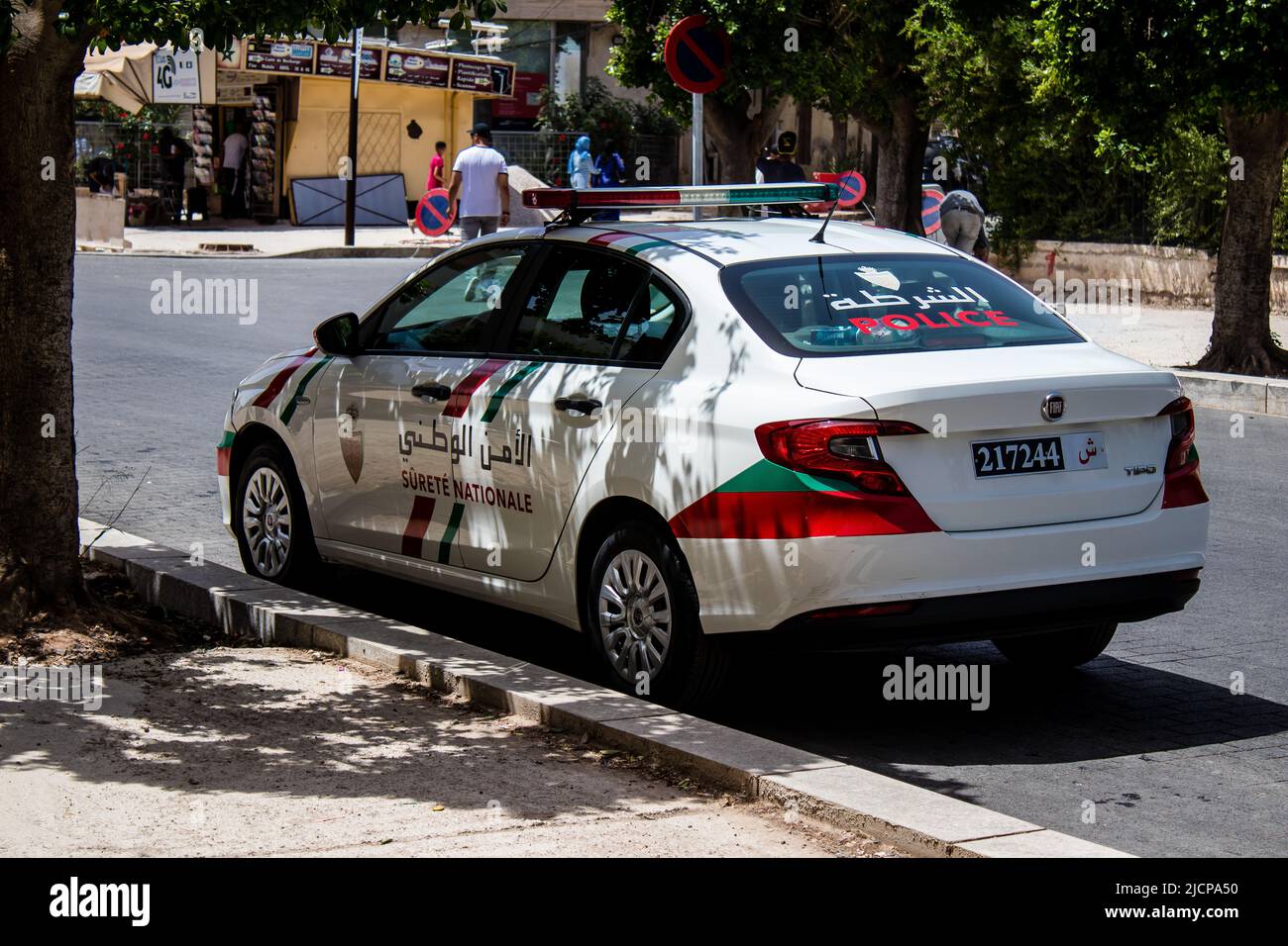 Fez, Morocco - June 14, 2022 Police car patrolling in the streets of ...