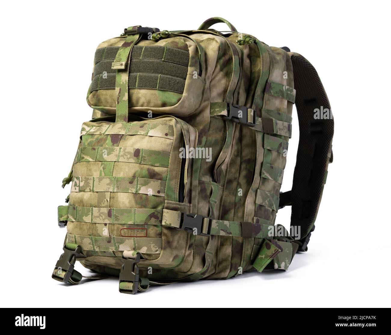Military backpack isolated on a white background Stock Photo - Alamy