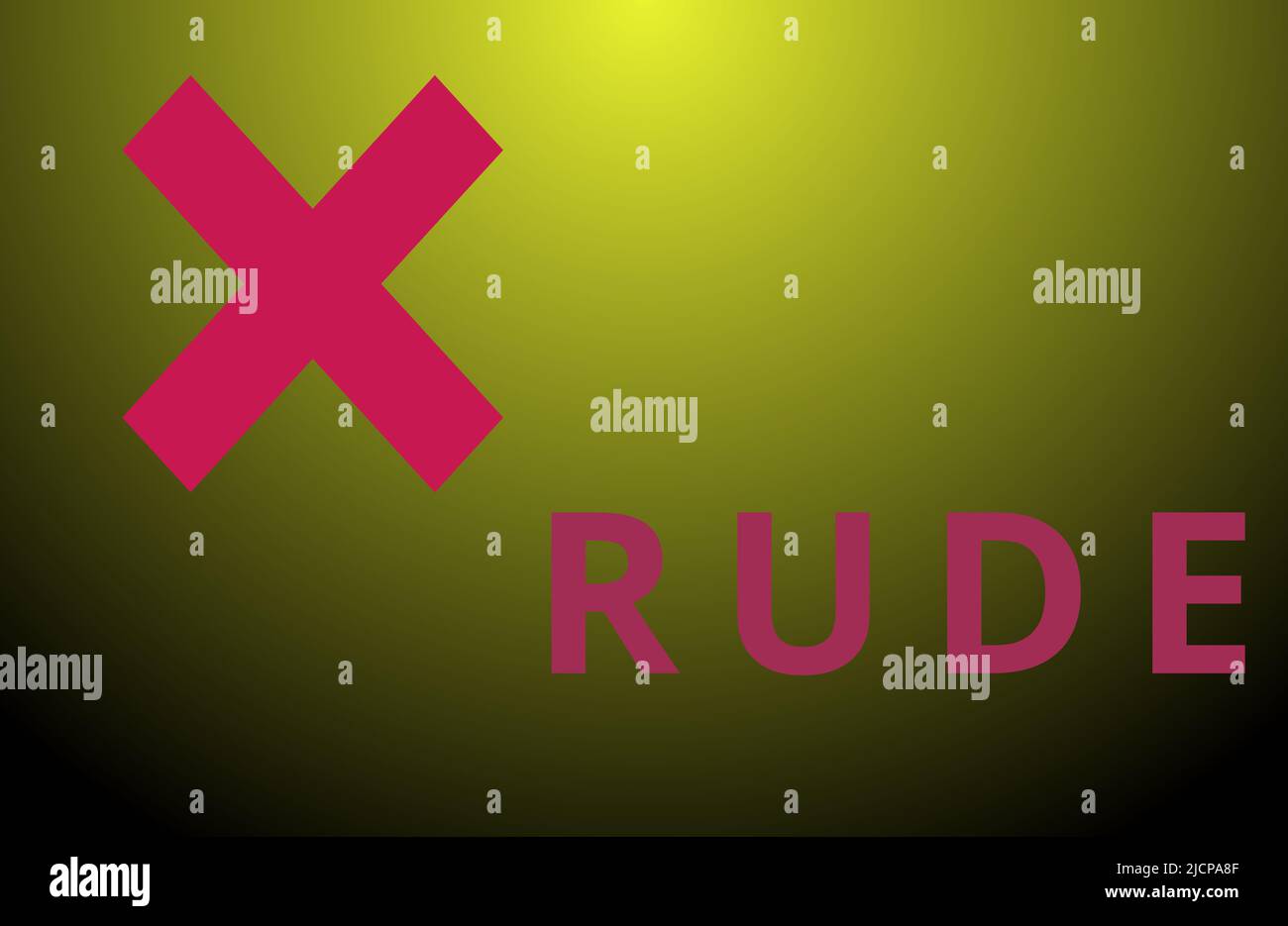 red RUDE and cross illustration of a radial gradient in green Stock ...