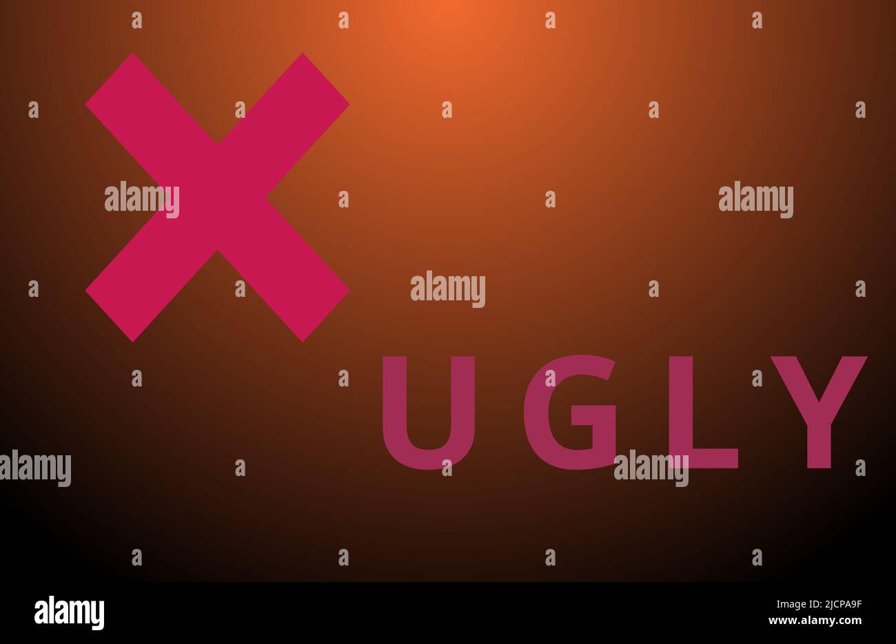 red UGLY and cross illustration of a radial gradient in deep red Stock ...