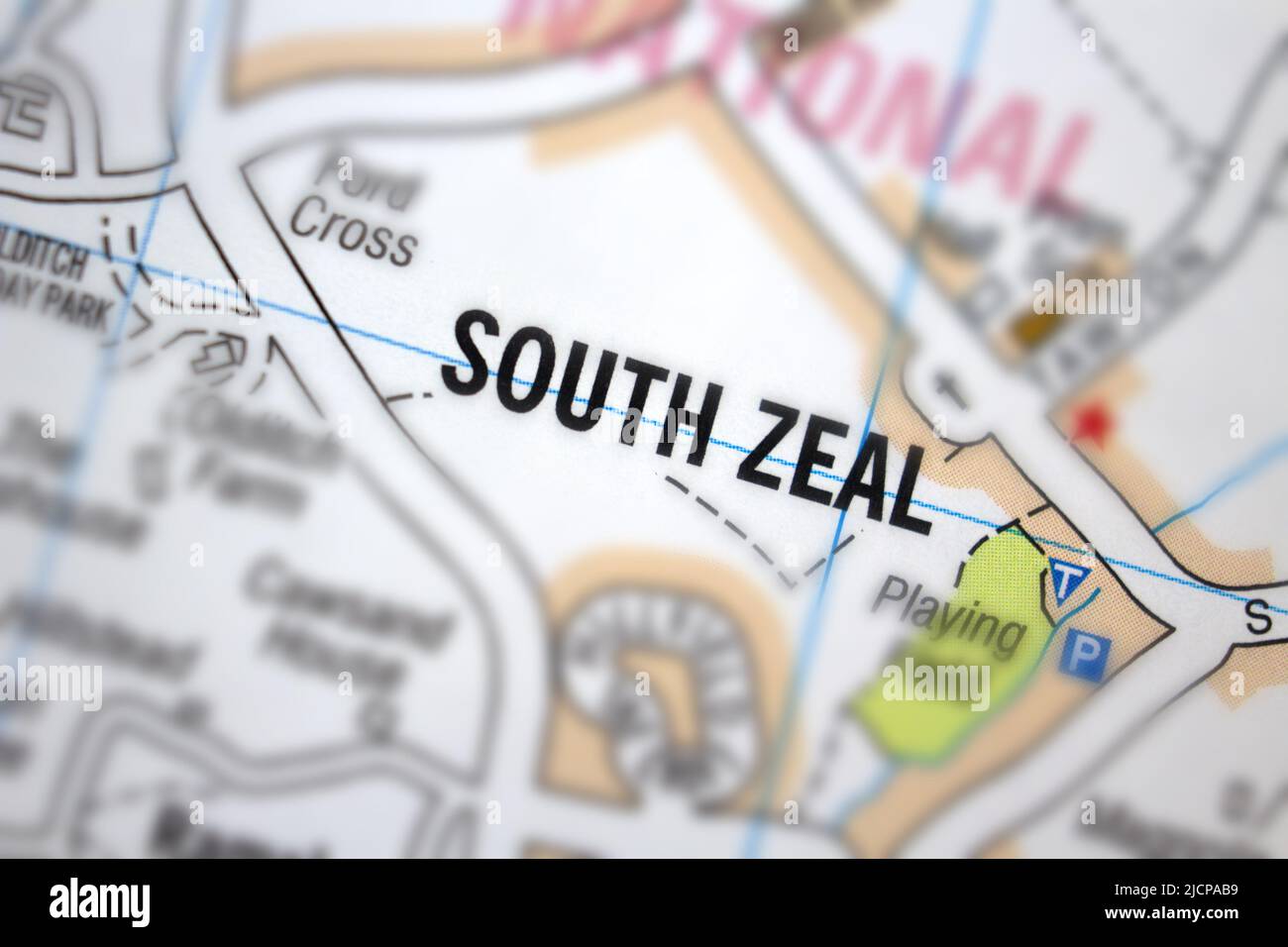 South Zeal village - Devon, United Kingdom colour atlas map town name ...