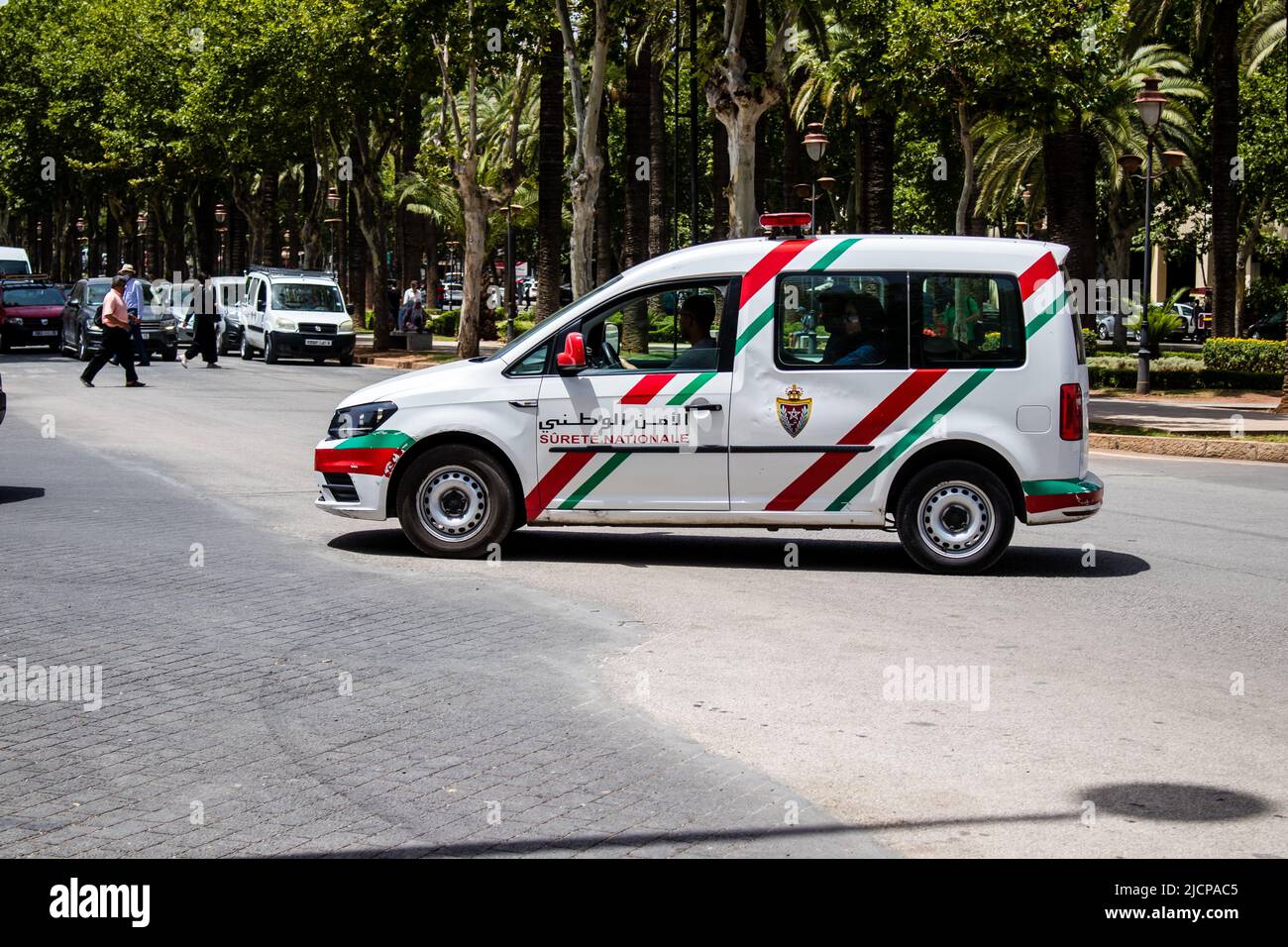 Fez, Morocco - June 14, 2022 Police car patrolling in the streets of ...