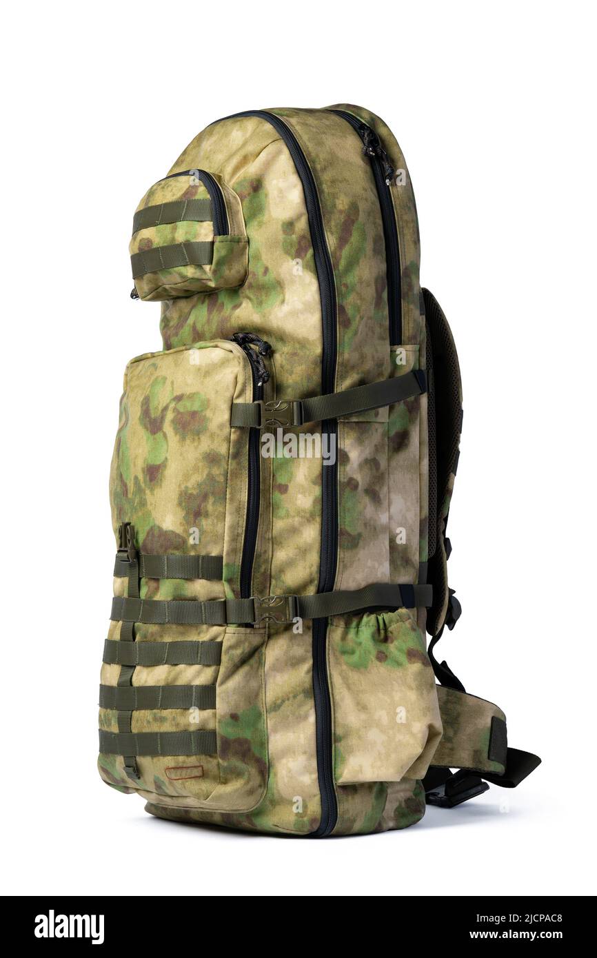 Military backpack isolated on a white background Stock Photo - Alamy