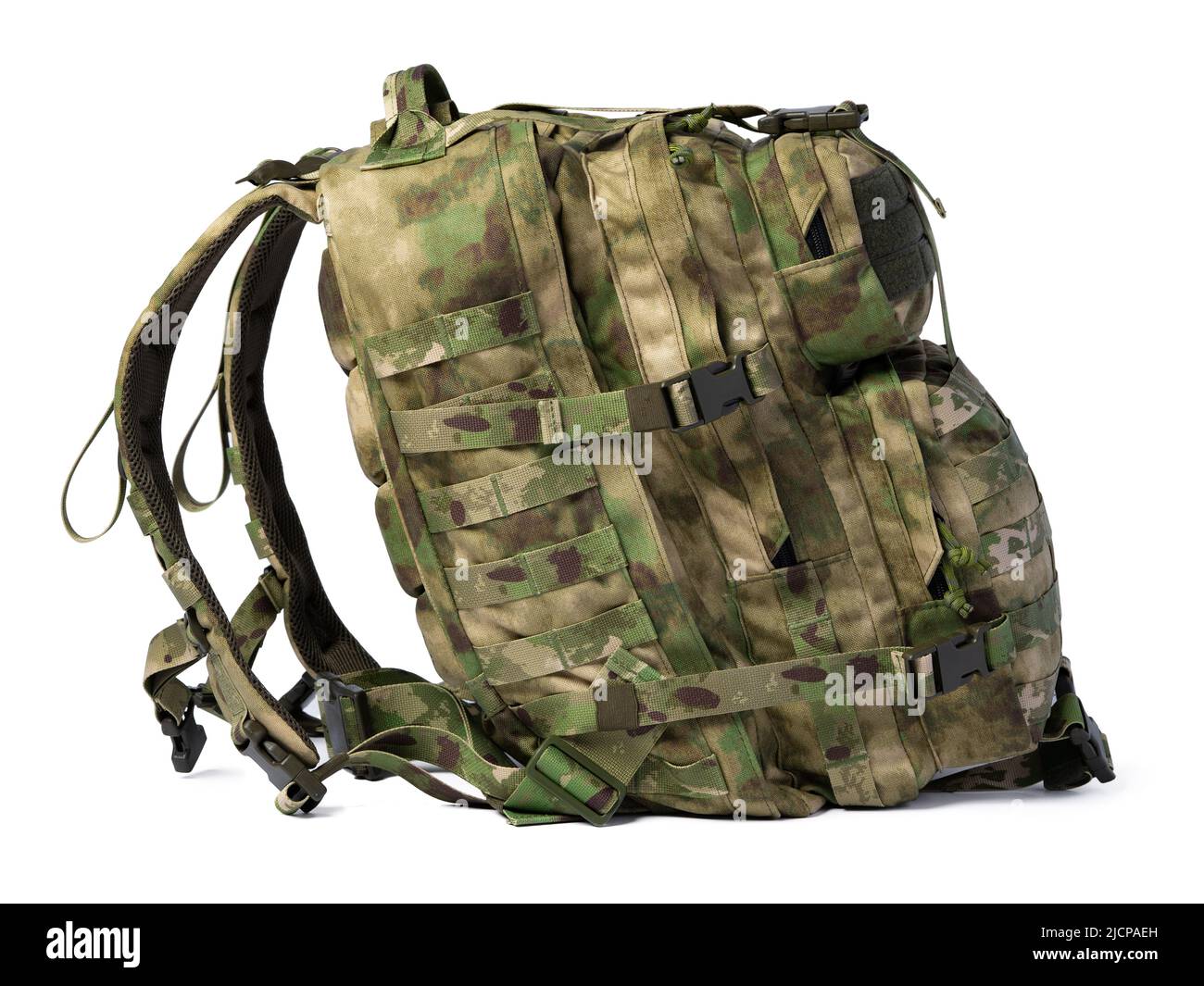 Military backpack isolated on a white background Stock Photo - Alamy