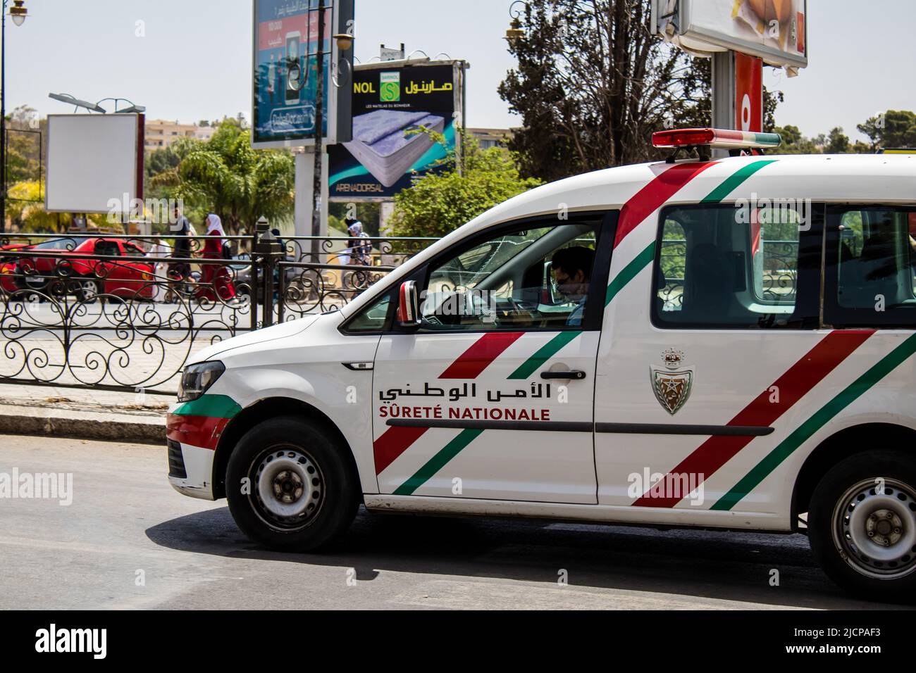 Fez, Morocco - June 14, 2022 Police car patrolling in the streets of ...