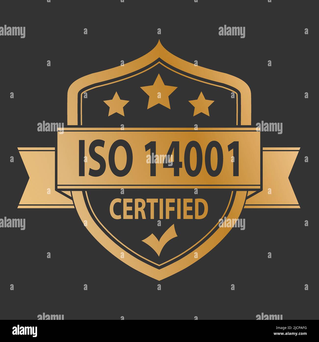 ISO 14001. The logo of standardization for websites, applications and ...