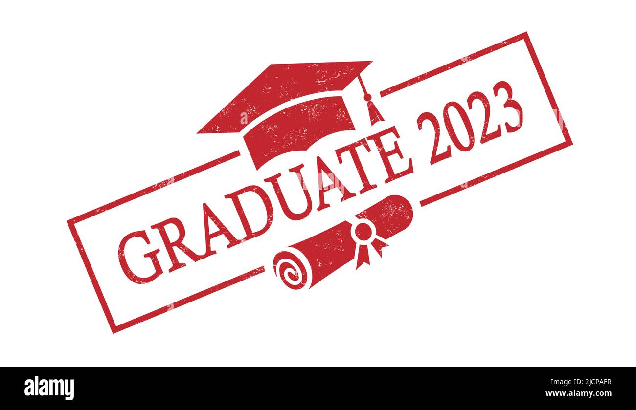 Graduate and class of 2023 with a graduation cap. Vector illustration ...