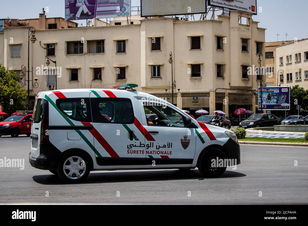 Fez, Morocco - June 14, 2022 Police car patrolling in the streets of ...