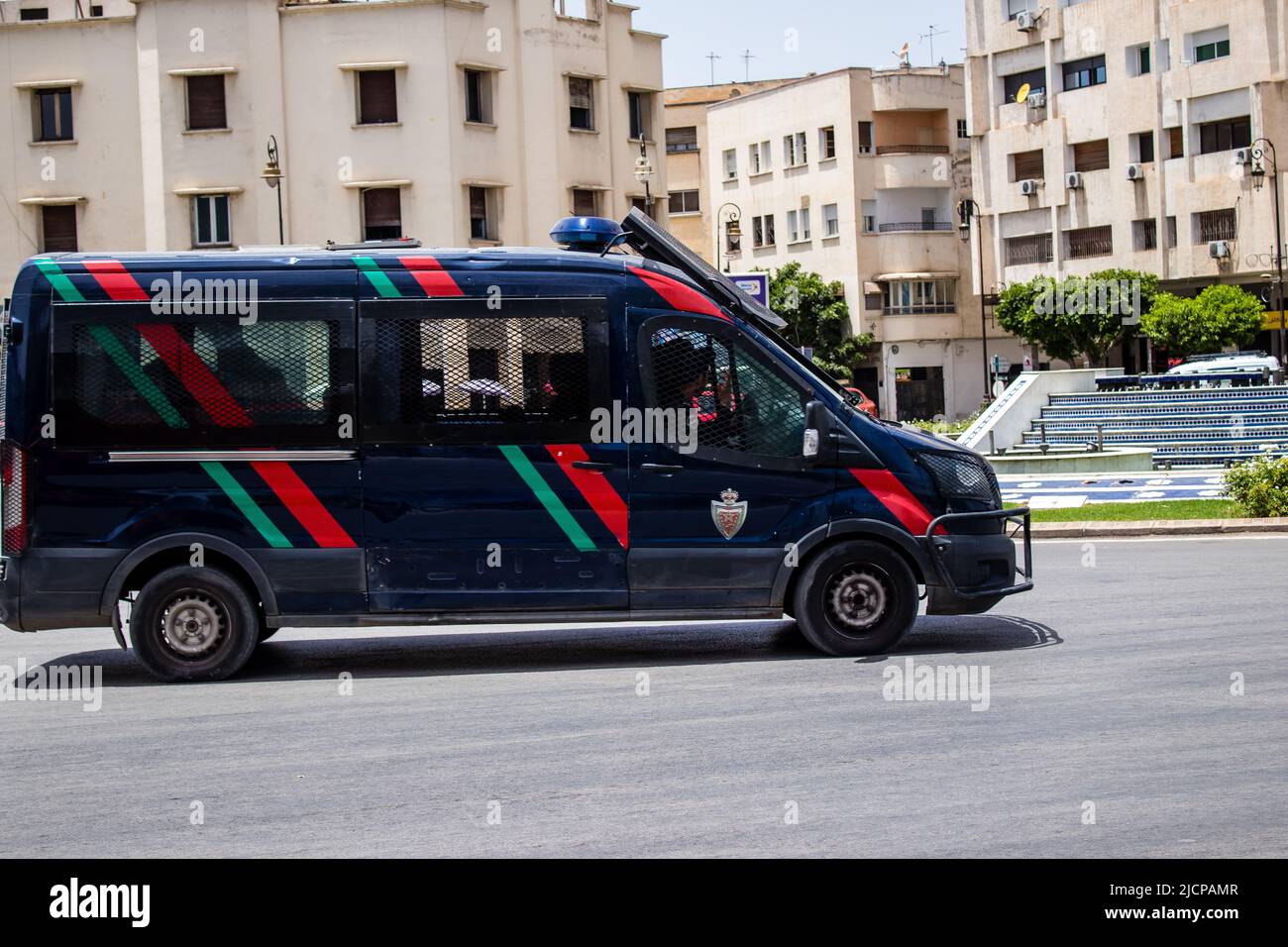 Fez, Morocco - June 14, 2022 Police car patrolling in the streets of ...