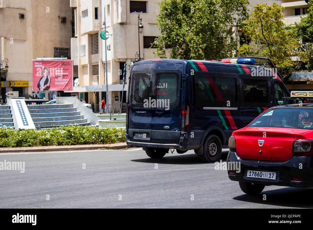 Fez, Morocco - June 14, 2022 Police car patrolling in the streets of ...