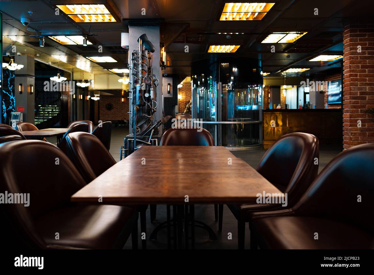 Interior of a dark pub loft interior Stock Photo - Alamy