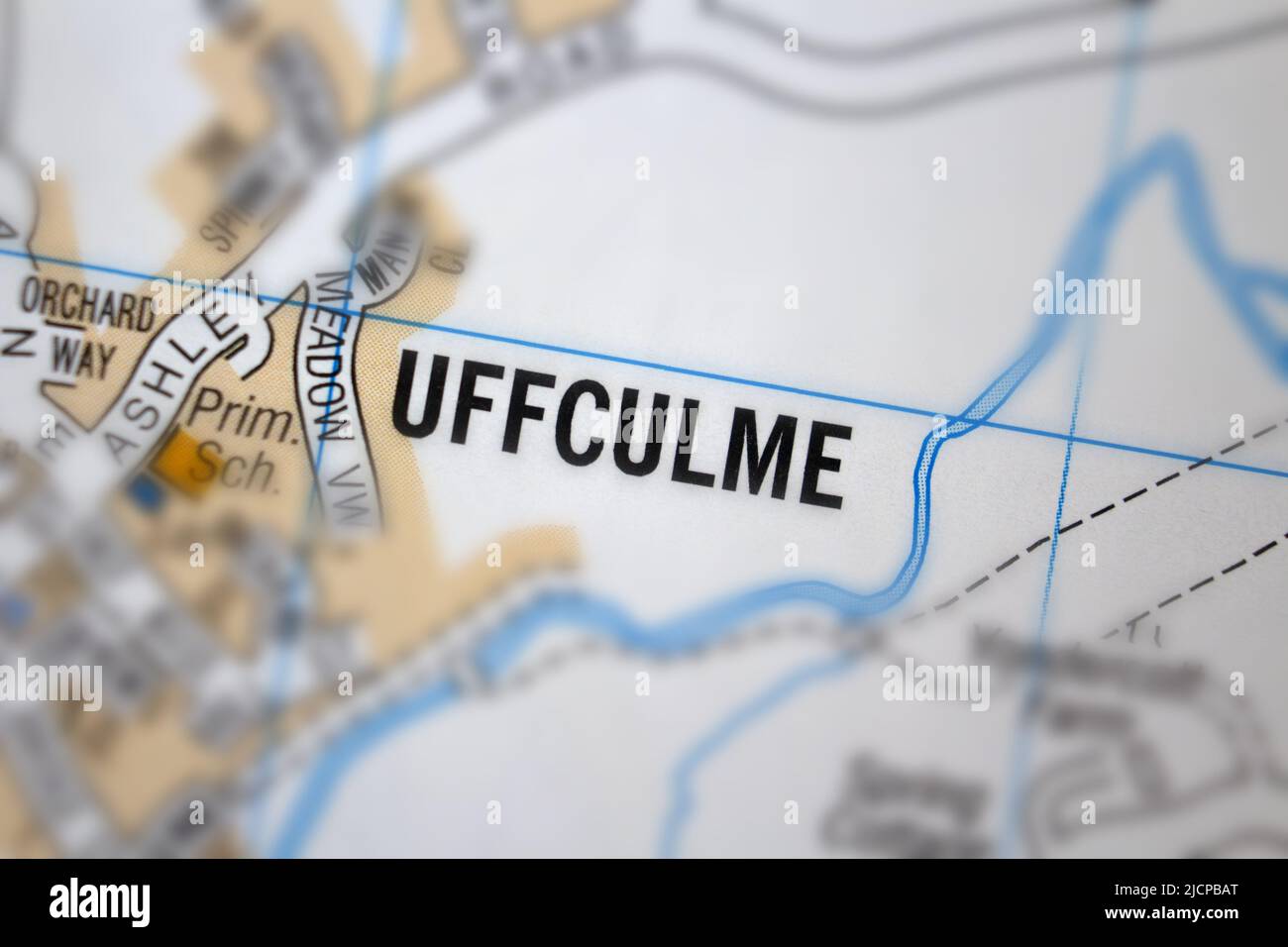 Uffculme village - Devon, United Kingdom colour atlas map town name ...