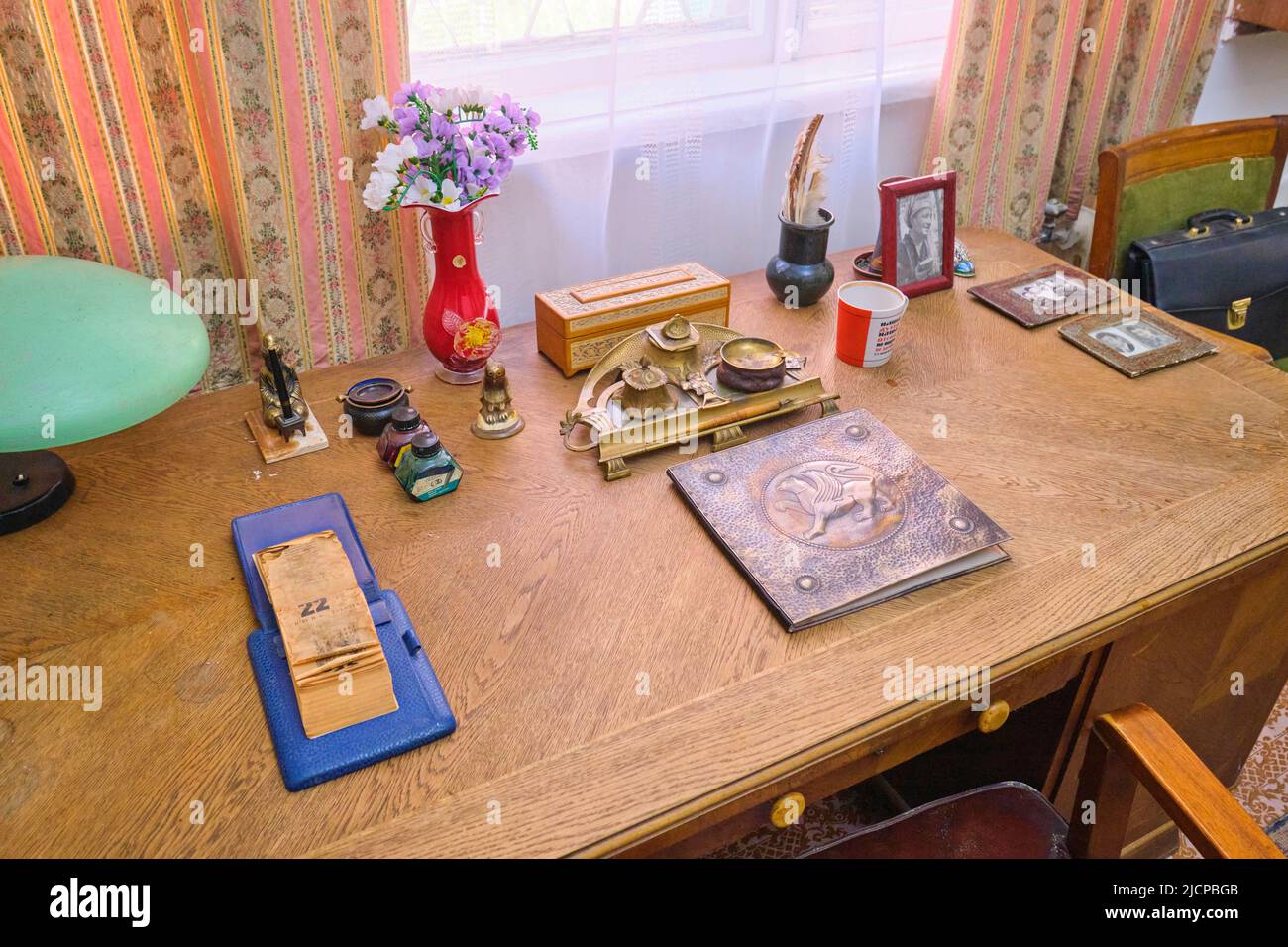 His writing desk with objects. At the Russian writer Sergey Borodin ...
