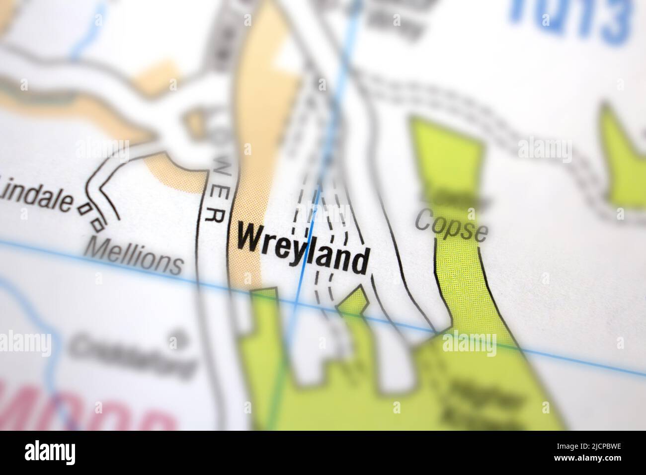 Wreyland village - Devon, United Kingdom colour atlas map town plan and ...