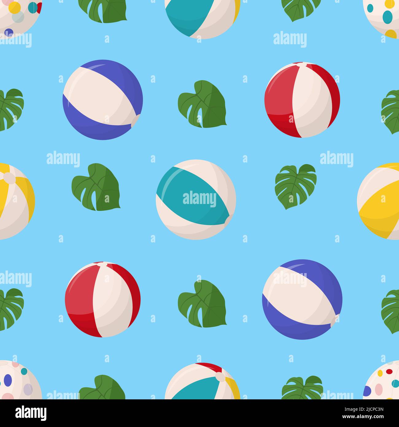 Colorful beach balls seamless pattern. Beach balls in multiple colors ...