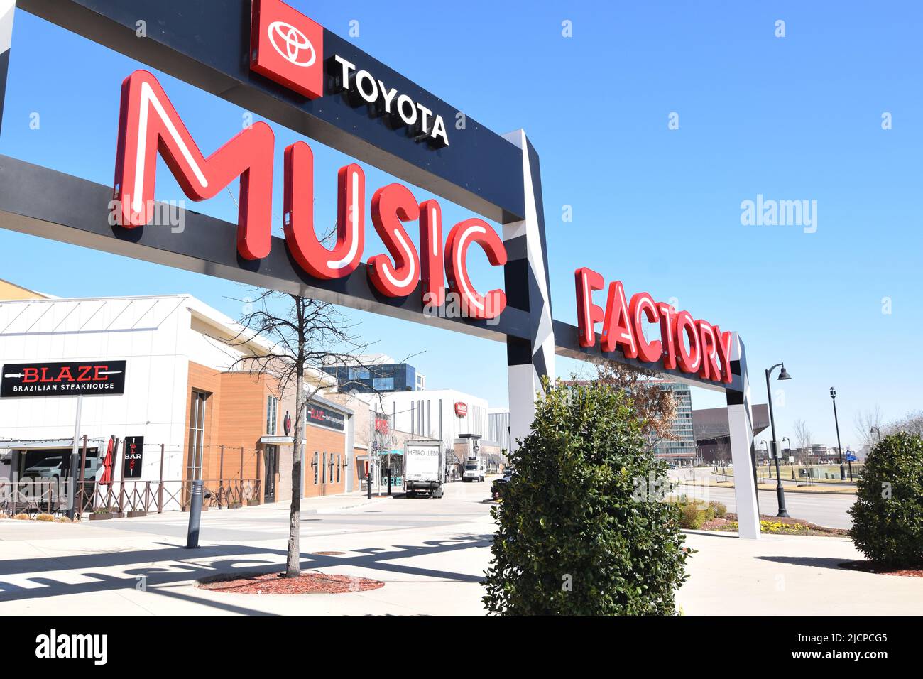 The Toyota Music Factory sign in the Las Colinas area of Irving, Texas ...