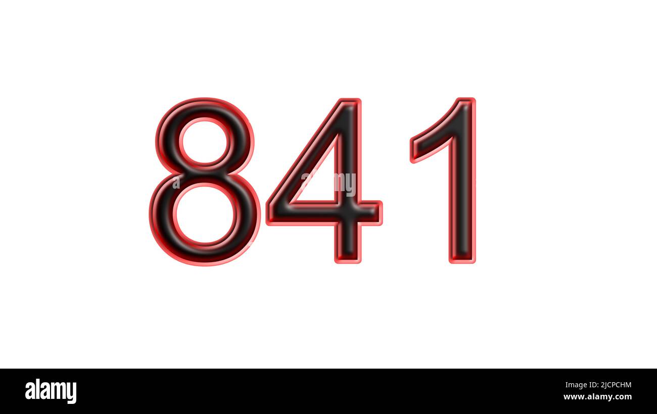 red 841 number 3d effect white background Stock Photo - Alamy