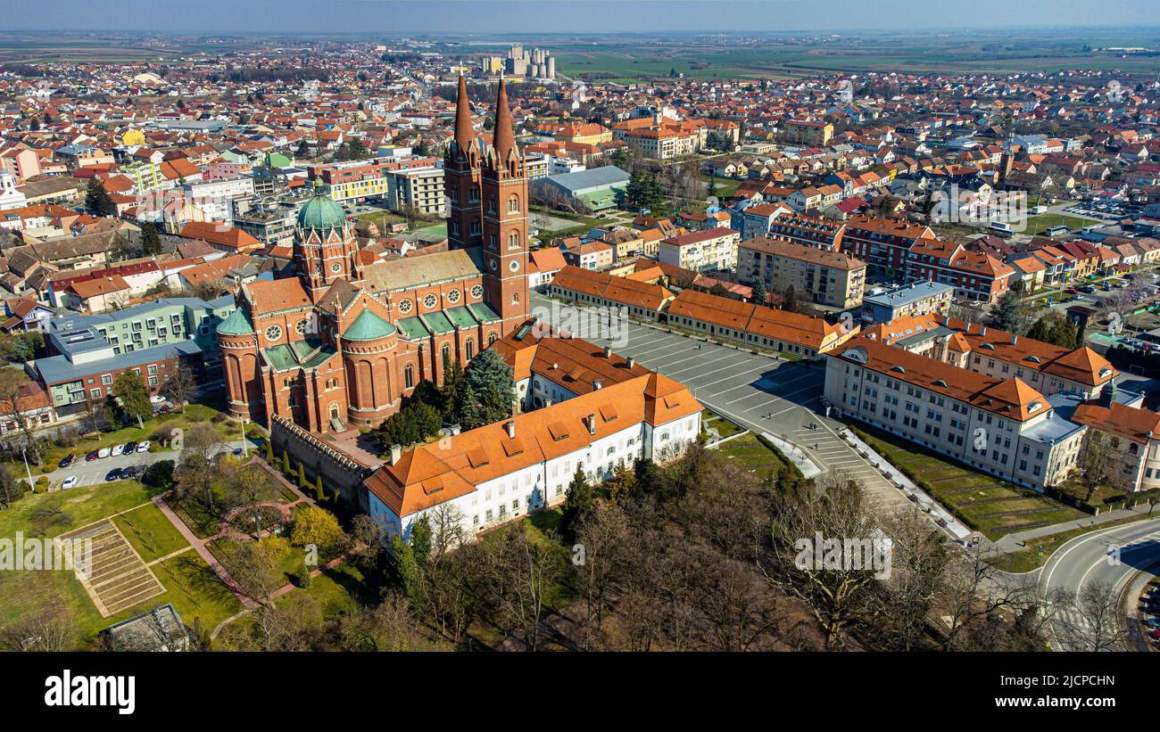 Aerial view of the Djakovo Cathedral or Cathedral basilica of St. Peter ...