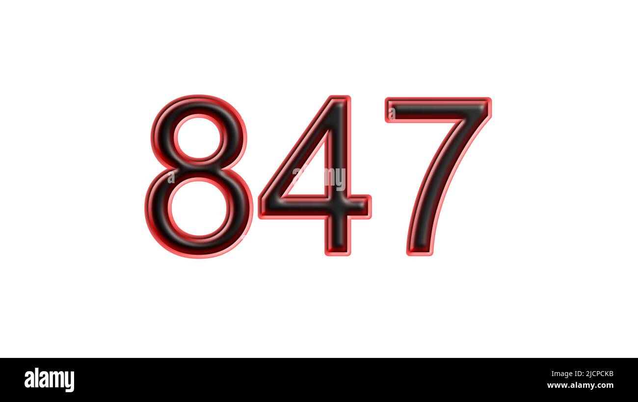 red 847 number 3d effect white background Stock Photo - Alamy
