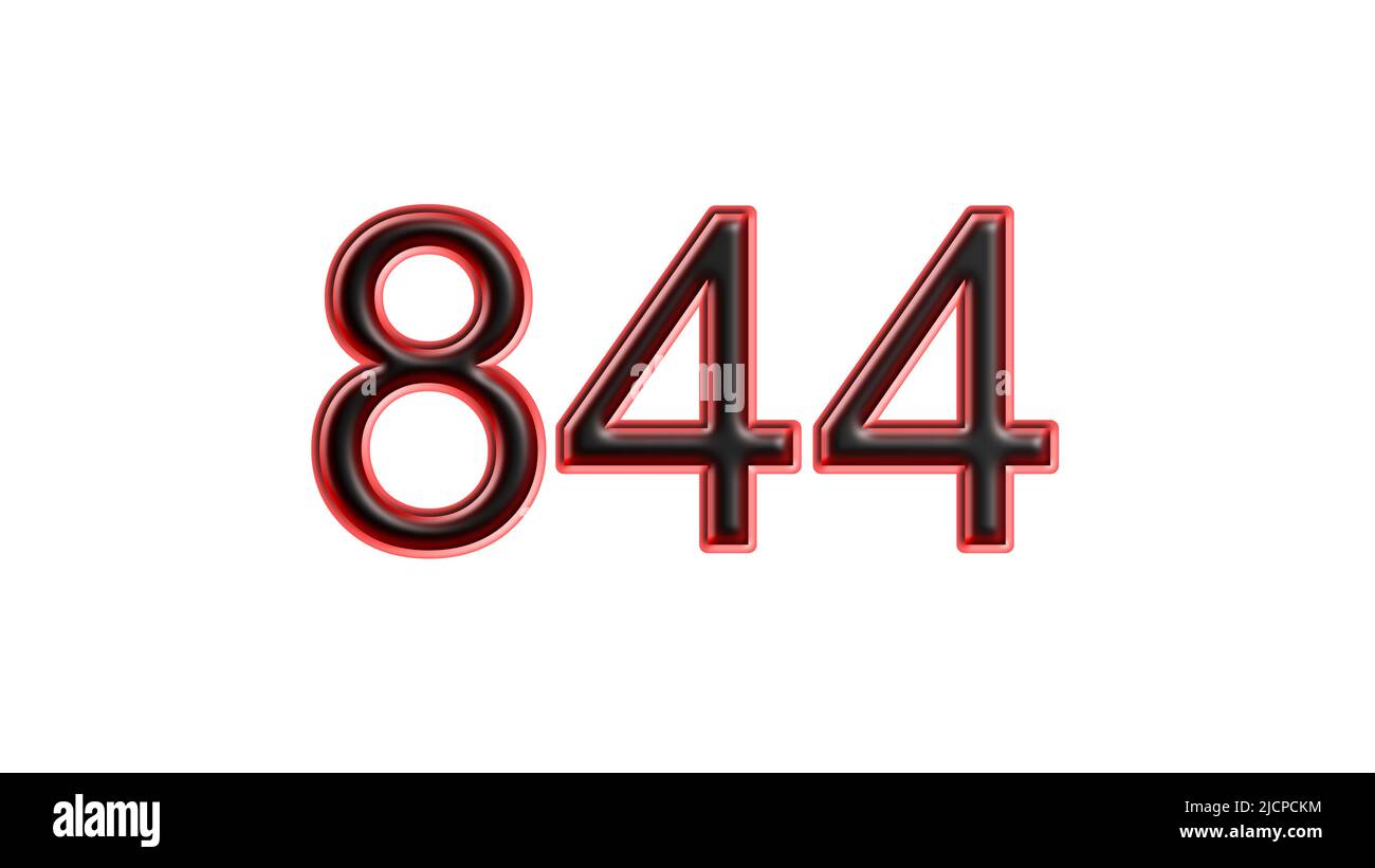 red 844 number 3d effect white background Stock Photo - Alamy