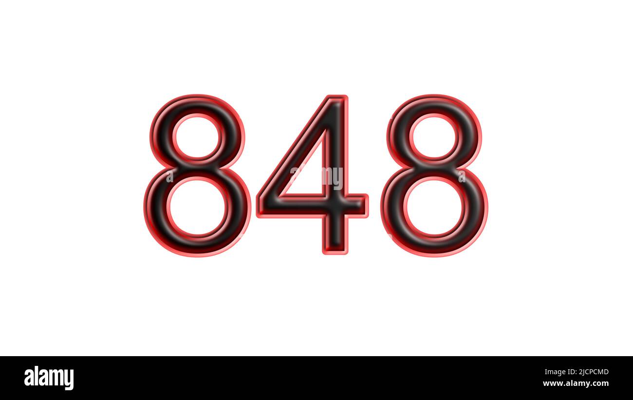 red 848 number 3d effect white background Stock Photo - Alamy