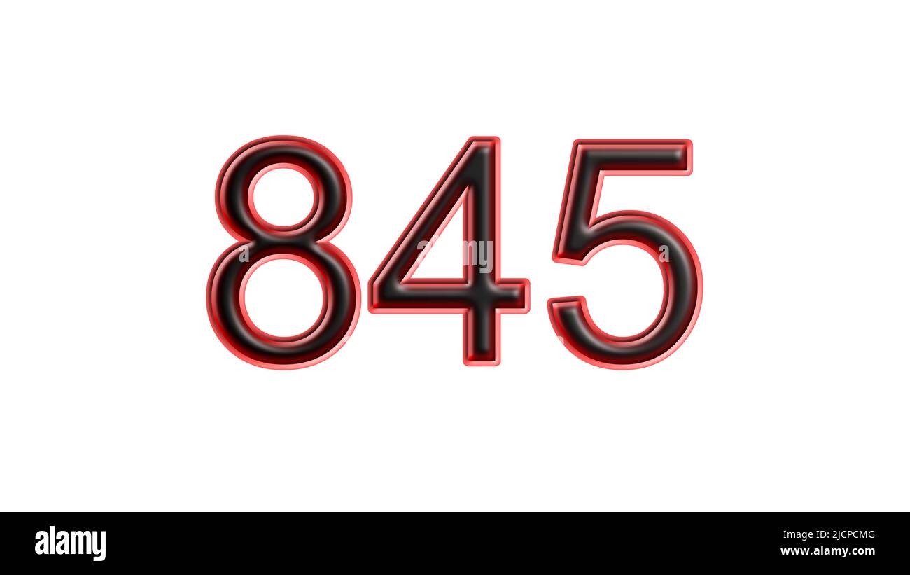 red 845 number 3d effect white background Stock Photo - Alamy
