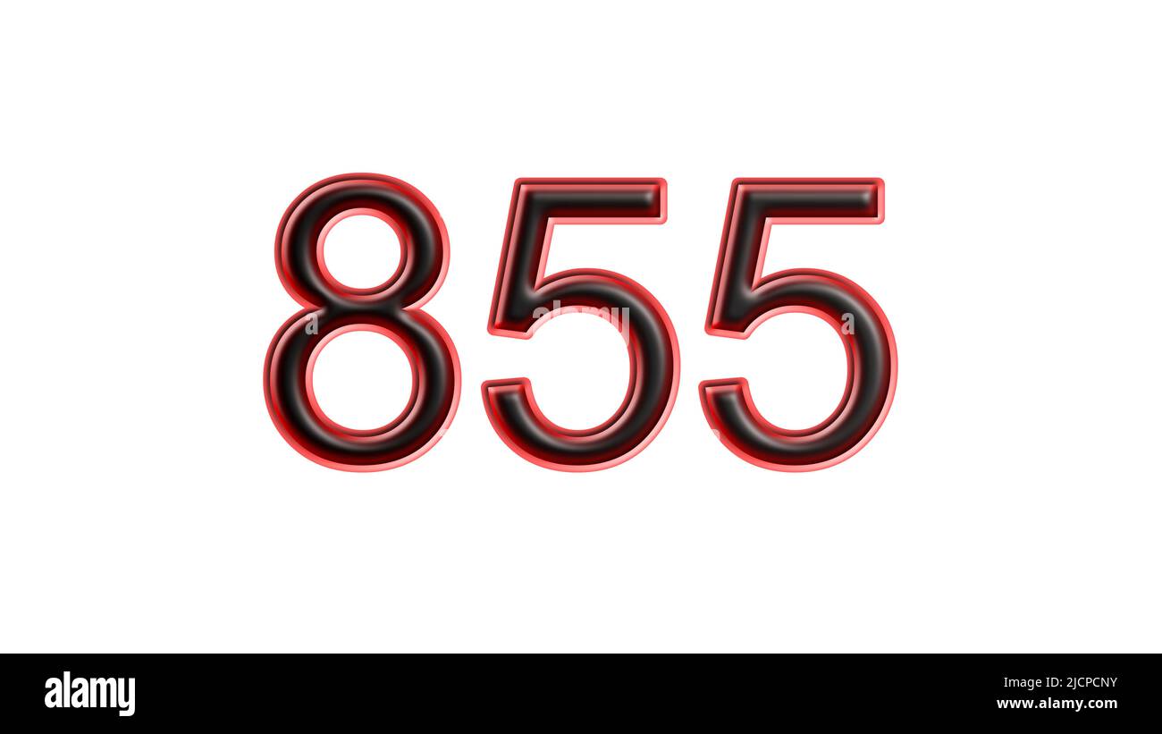 red 855 number 3d effect white background Stock Photo - Alamy