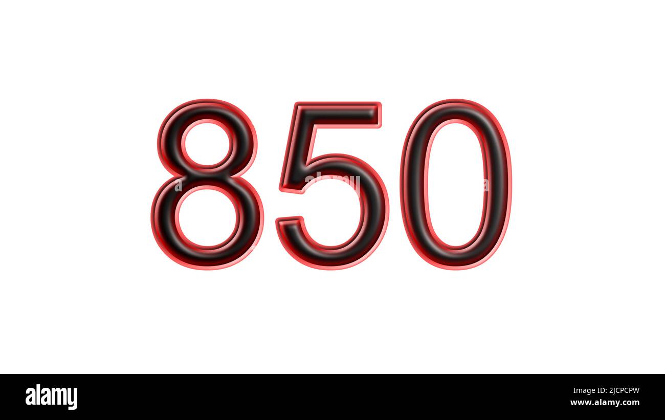 red 850 number 3d effect white background Stock Photo - Alamy