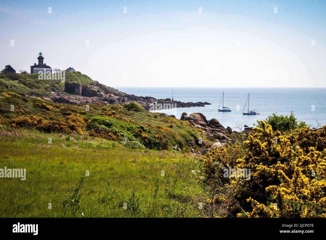 Chausey island coast and lighthouse in Brittany, France Stock Photo - Alamy