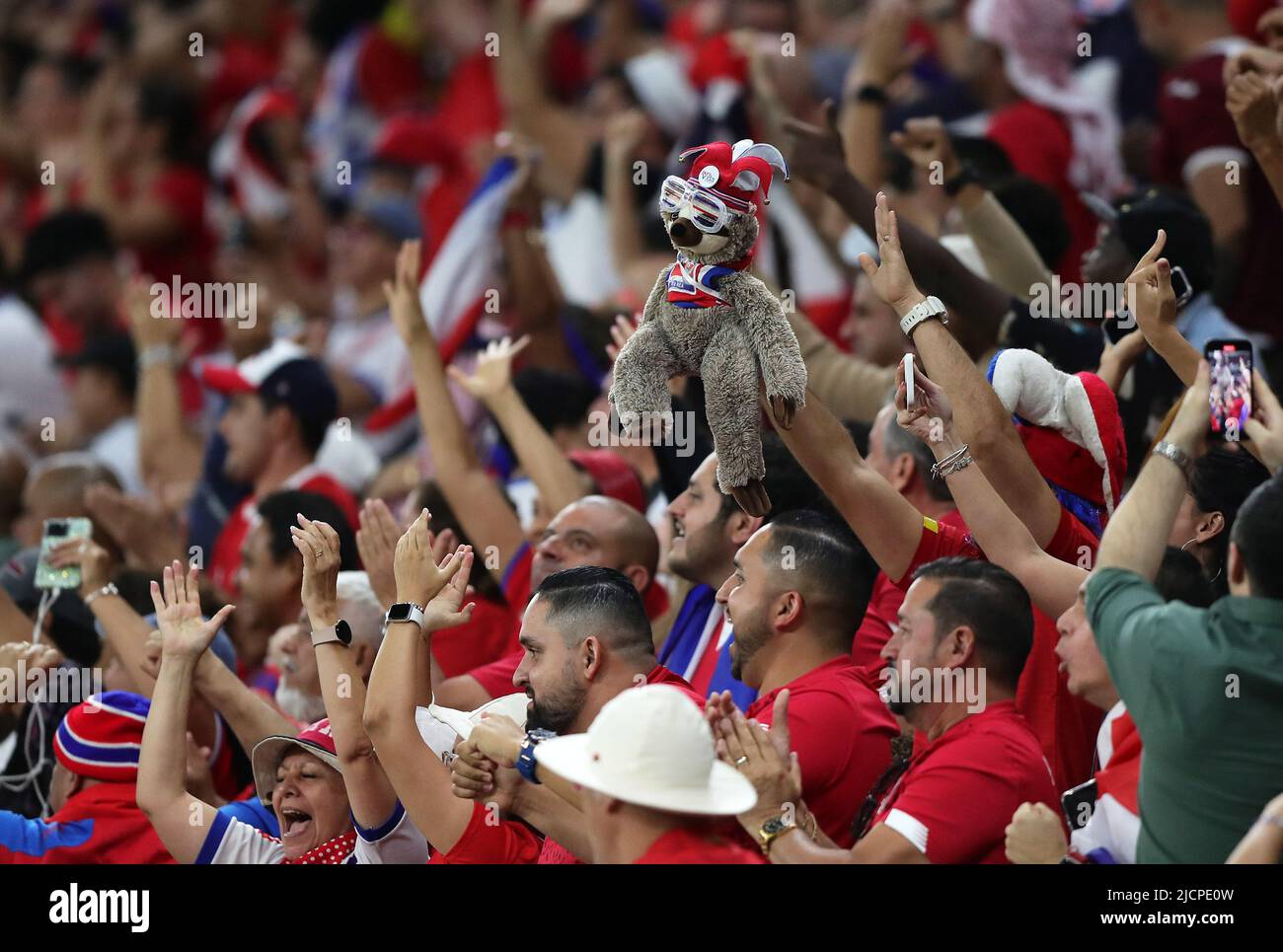 Doha, Qatar. 14th June, 2022. Fans of Costa Rica cheer during the FIFA ...