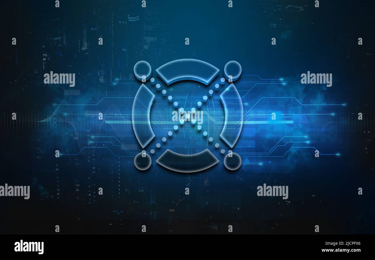 3D rendering cryptocurrency elrond coin on colorful background ...