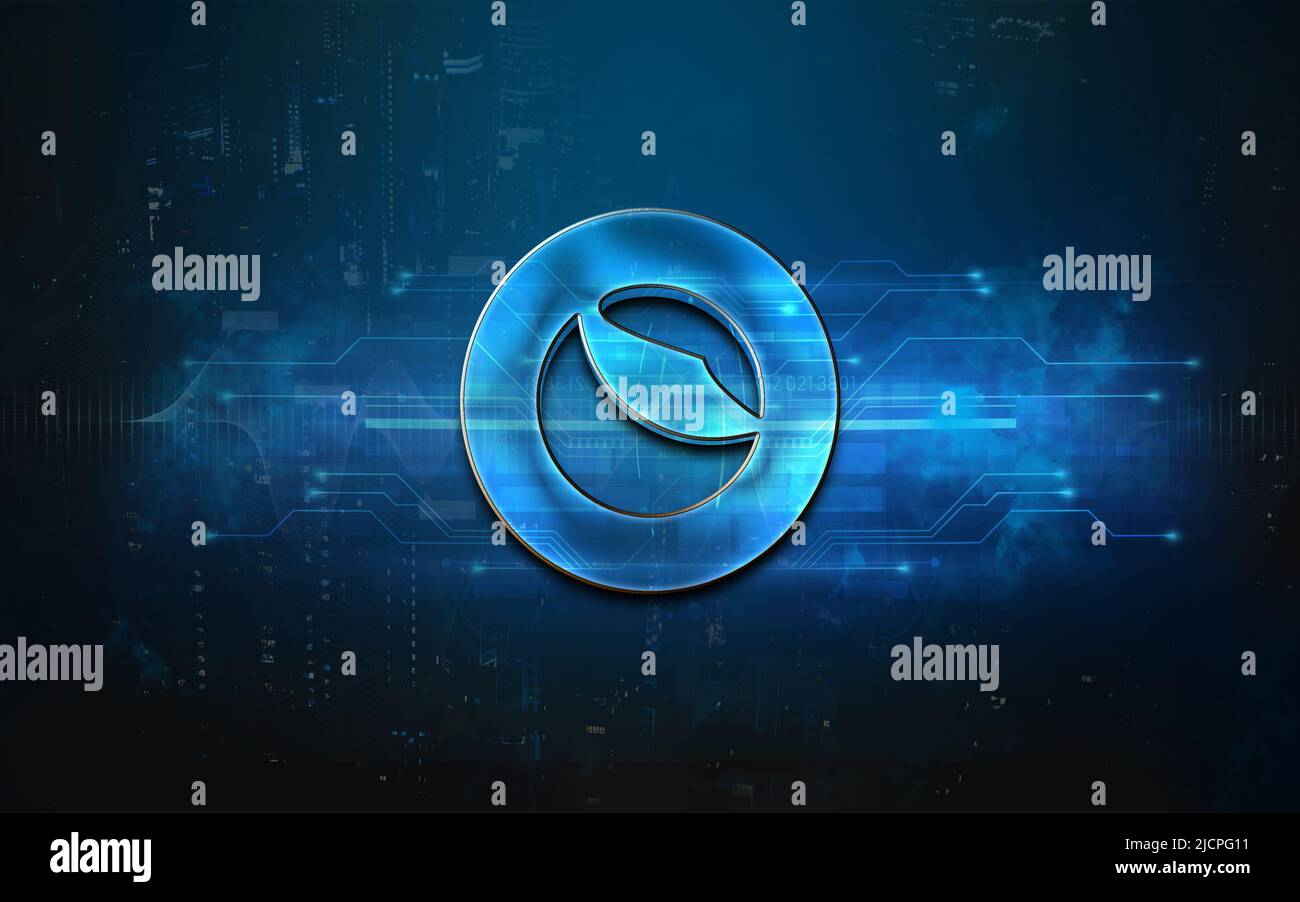 3D rendering cryptocurrency luna coin on colorful background ...