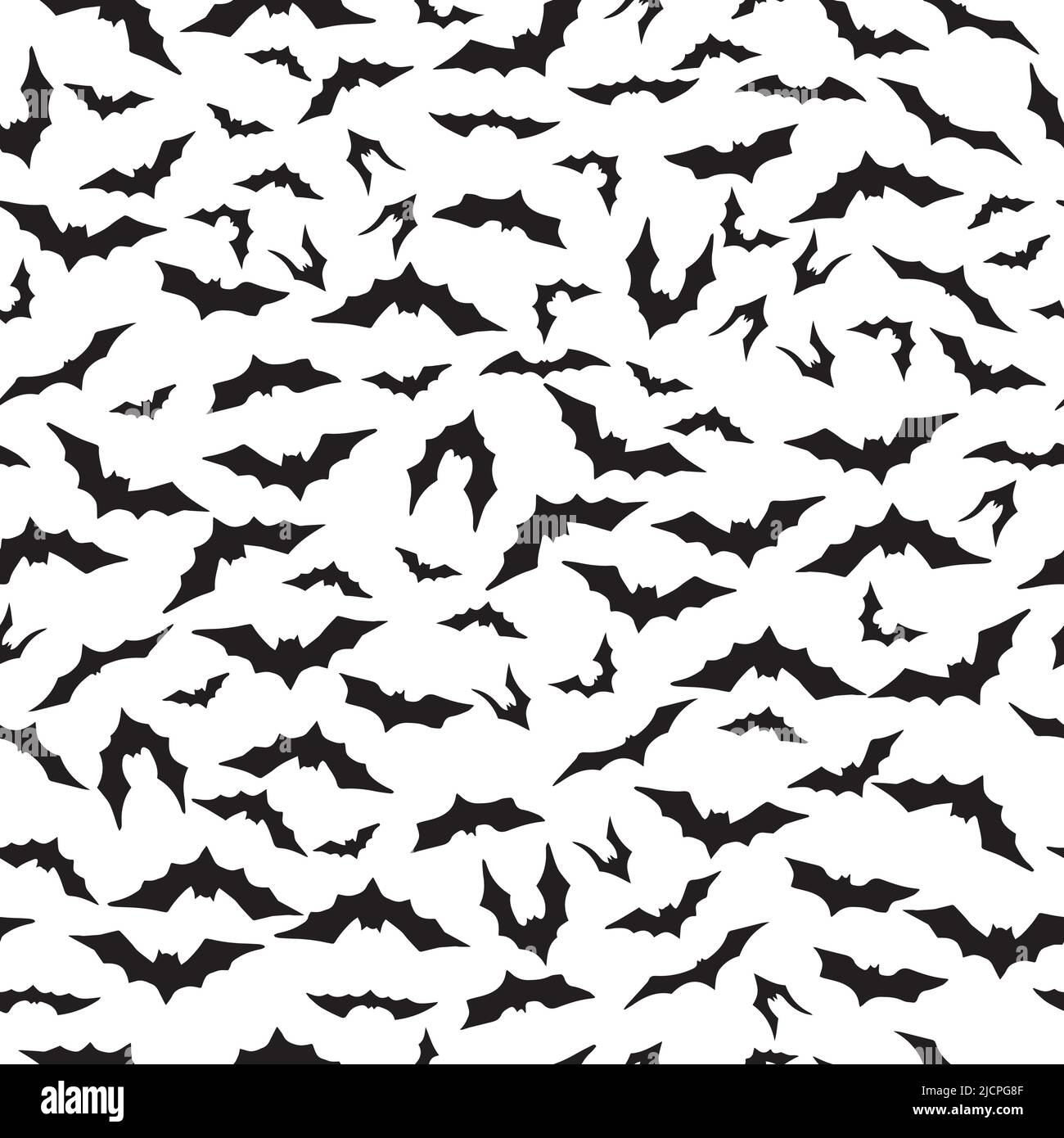 Black bat seamless pattern on white background. Vector illustration ...