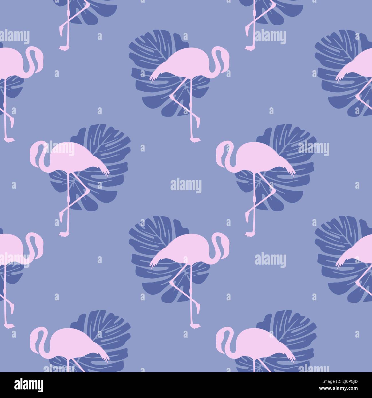 Seamless tropical pastel pattern with pink flamingo silhouettes and ...