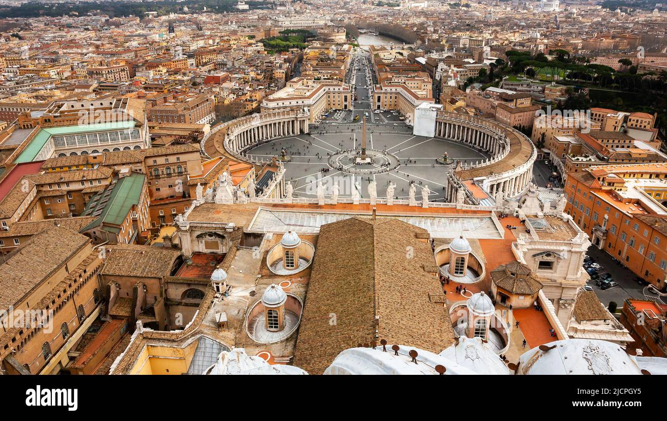 Aerial view of Rome and Saint Peter's Square in Vatican City Stock ...