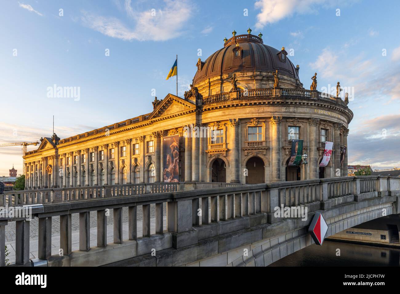 The Bode Museum on Museum Island and the Monbijou bridge over the river ...