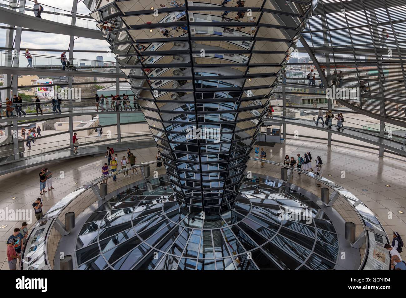 Reichstag, Bundestag parliament, interior of the glass dome, architect ...