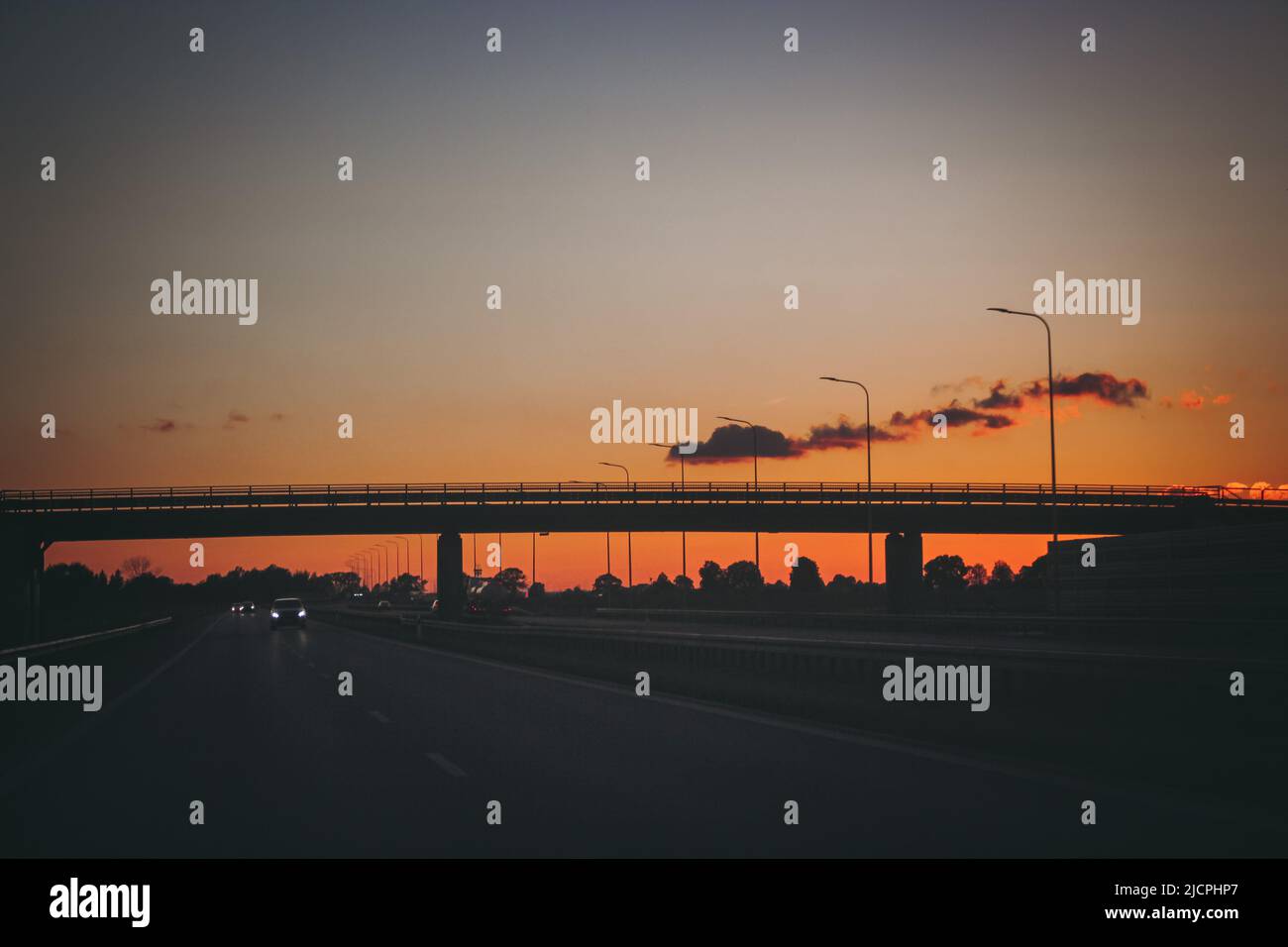 Road bridge sunset hi-res stock photography and images - Alamy