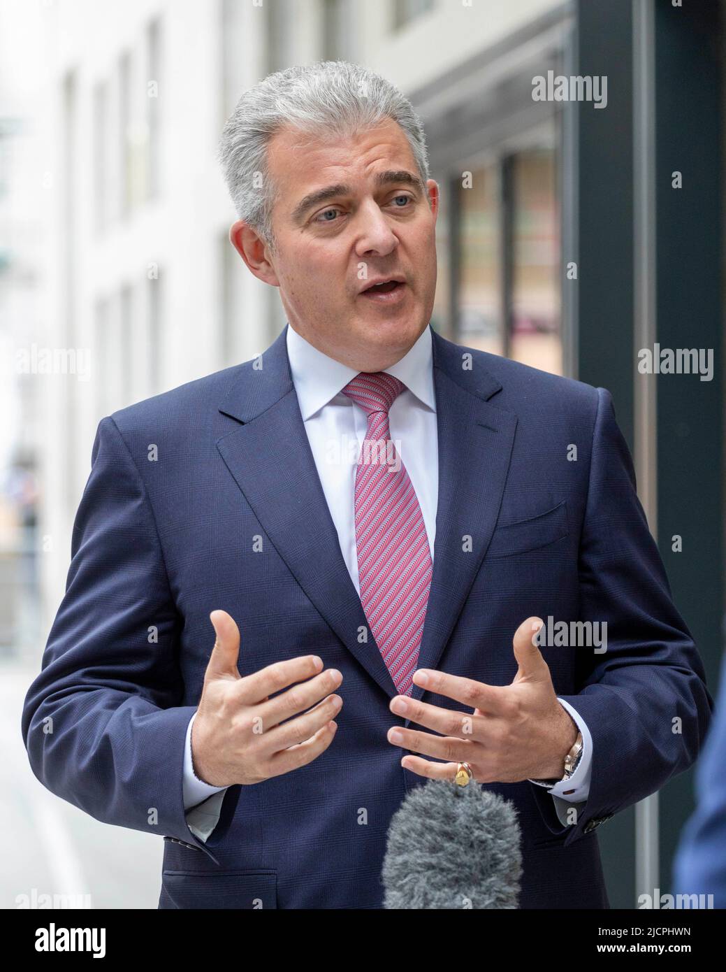 Brandon Lewis gets interviews at BBC Broadcasting House at Langham ...