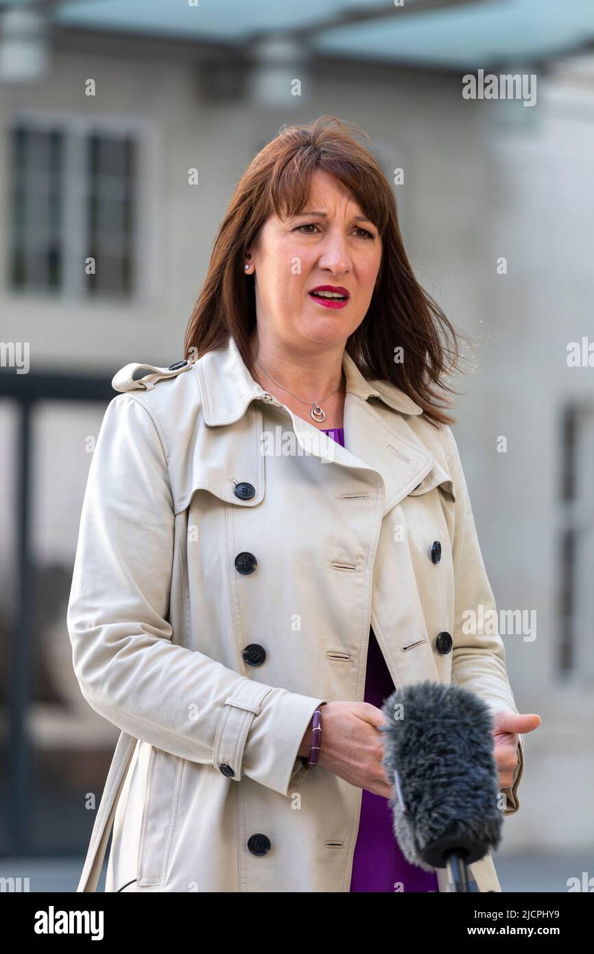 Rachel Reeves, Shadow Chancellor of the Exchequer, is being interviewed ...