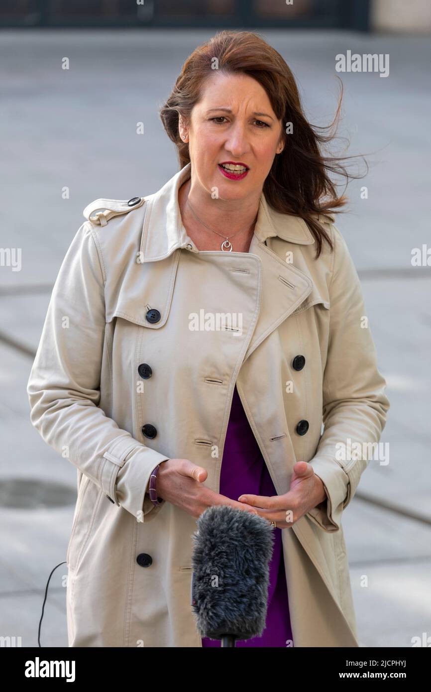 Rachel Reeves, Shadow Chancellor of the Exchequer, is being interviewed ...