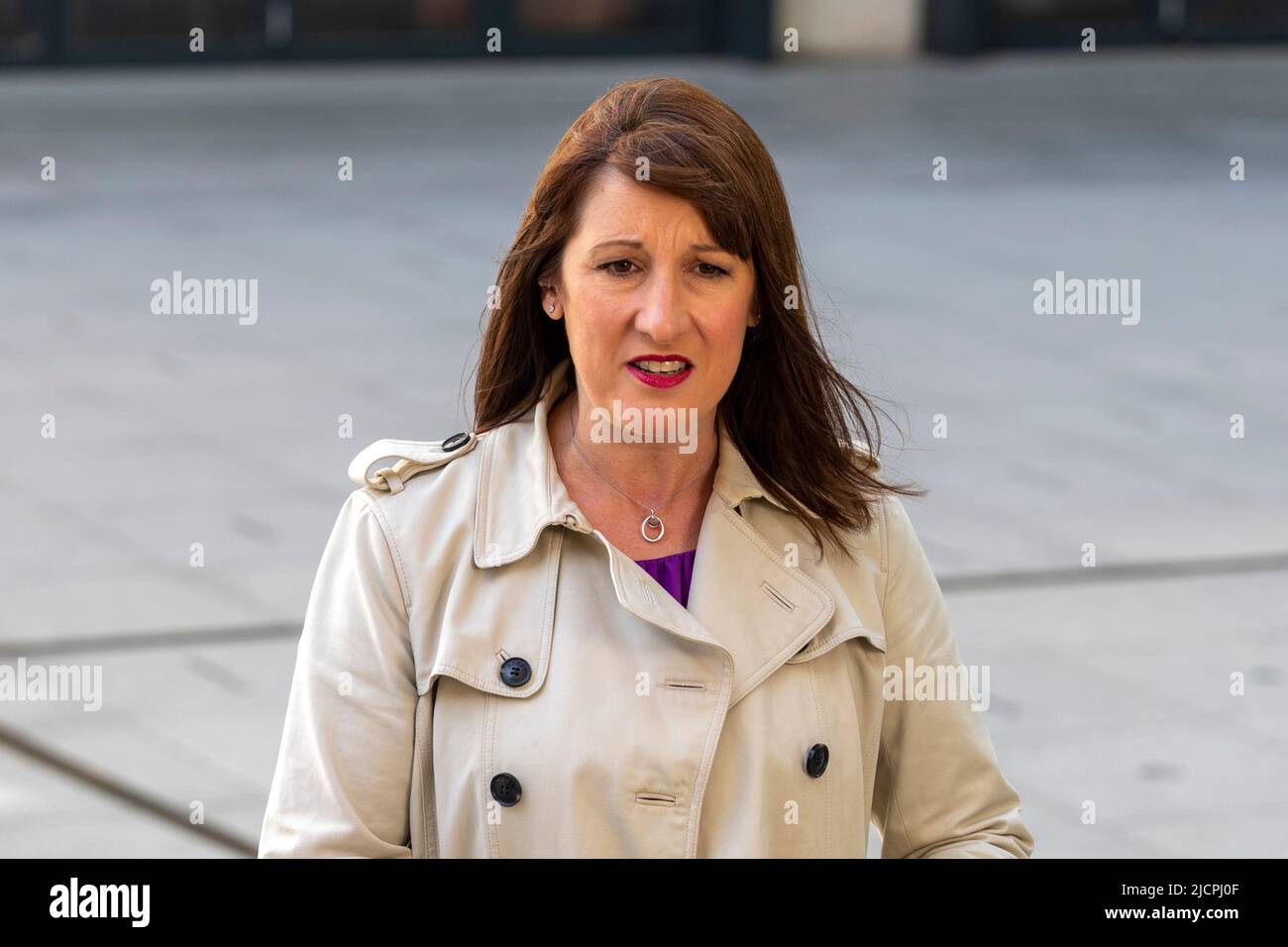 Rachel Reeves, Shadow Chancellor of the Exchequer, is being interviewed ...