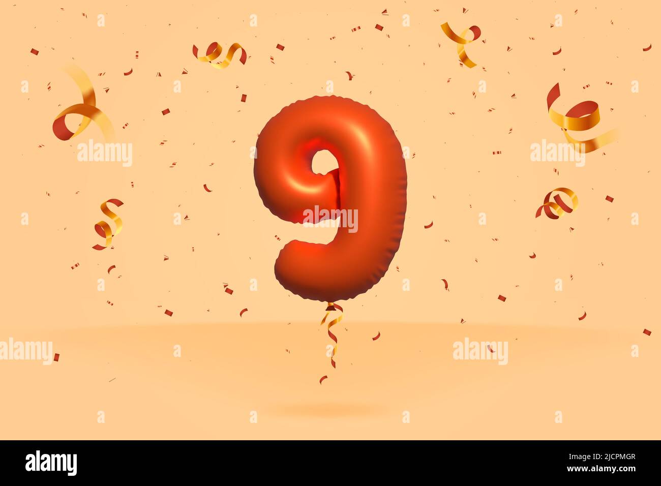 3d number 9 Sale off discount promotion made of realistic confetti Foil ...