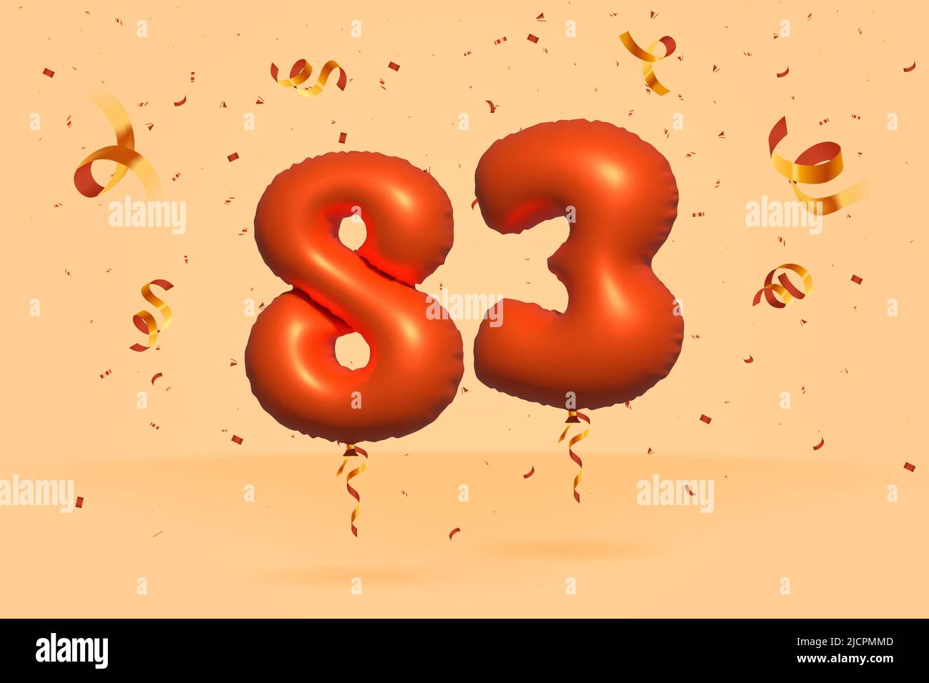 3d number 83 Sale off discount promotion made of realistic confetti ...
