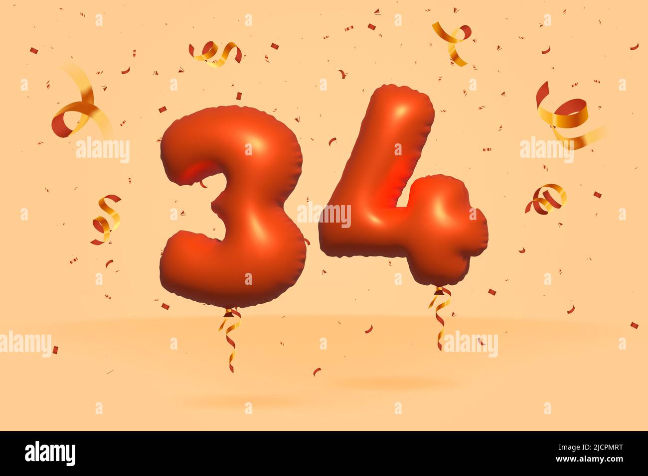3d number 34 Sale off discount promotion made of realistic confetti ...